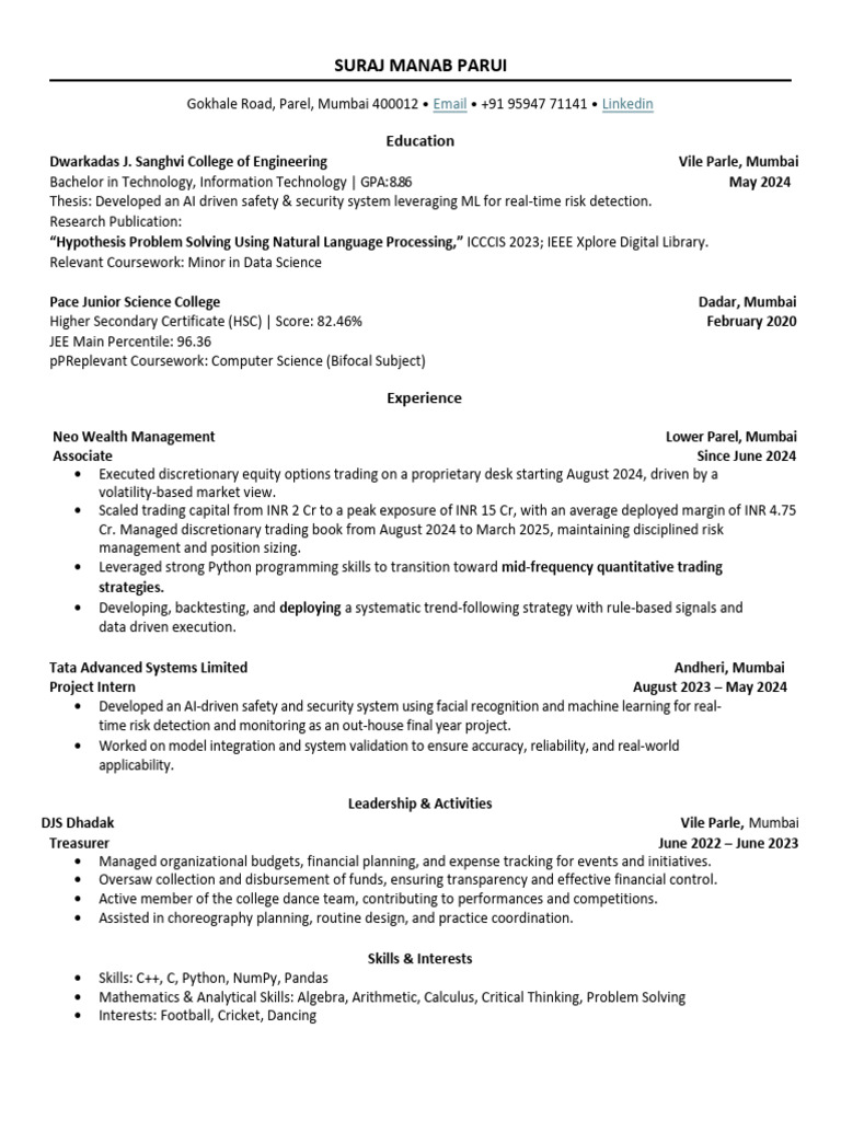 Suraj Parui Resume | PDF | Artificial Intelligence | Intelligence (AI ...