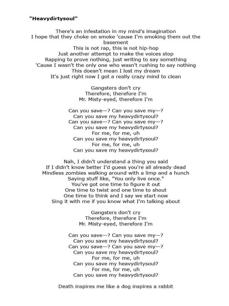 Twenty One Pilots - Heavydirtysoul Lyrics _ AZLyrics.com | PDF | Albums ...