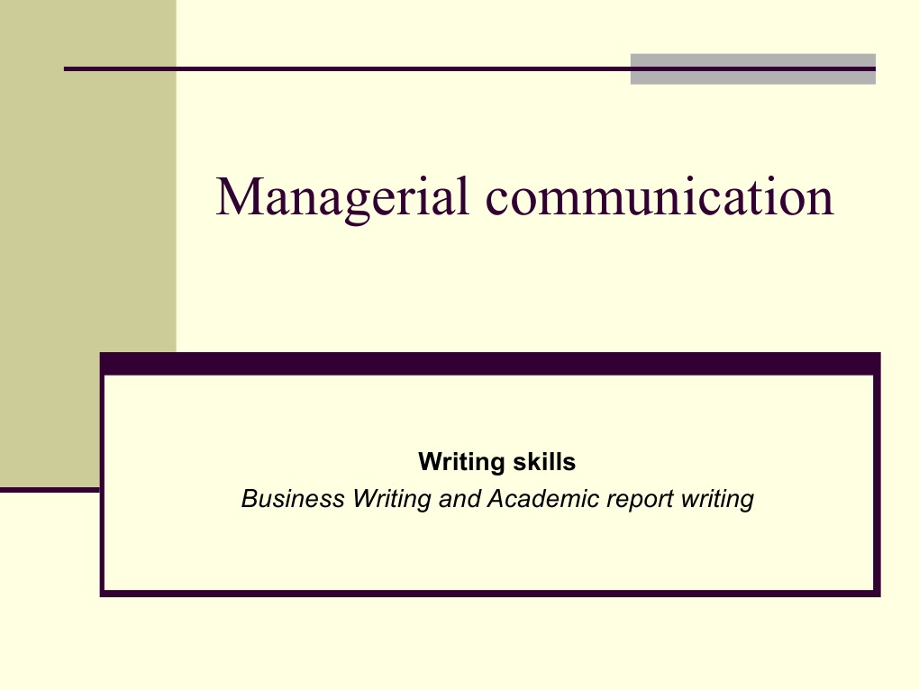 Managerial Communication - Lesson 4 Report Writing-2 | PDF | Strategic ...