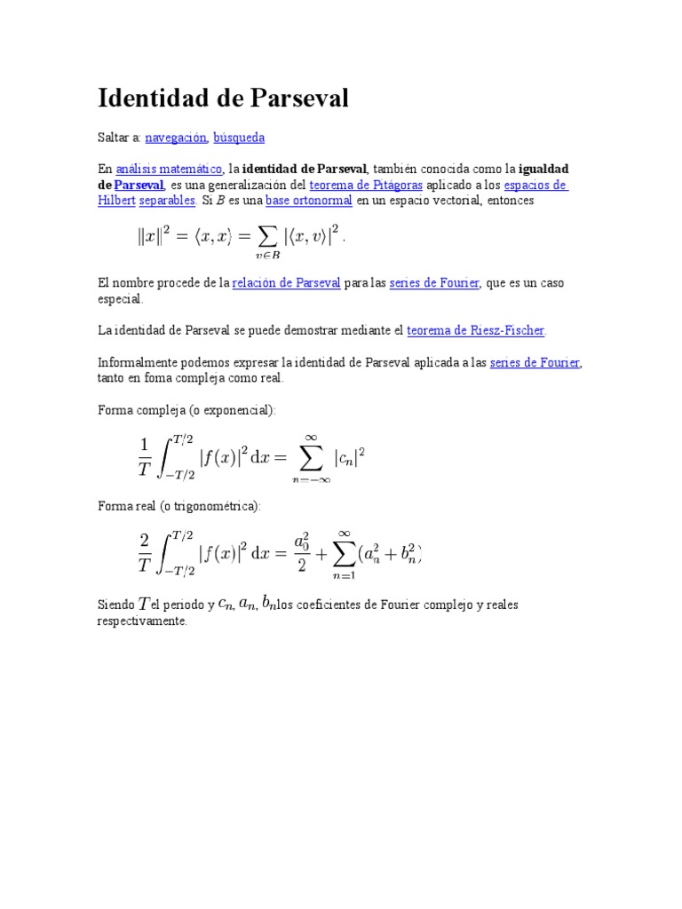 Identidad de Parseval | PDF