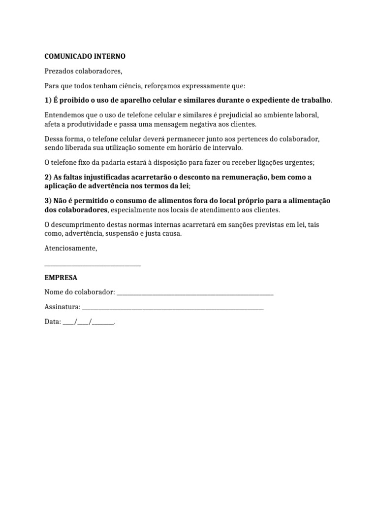Modelo de Comunicado Interno | PDF