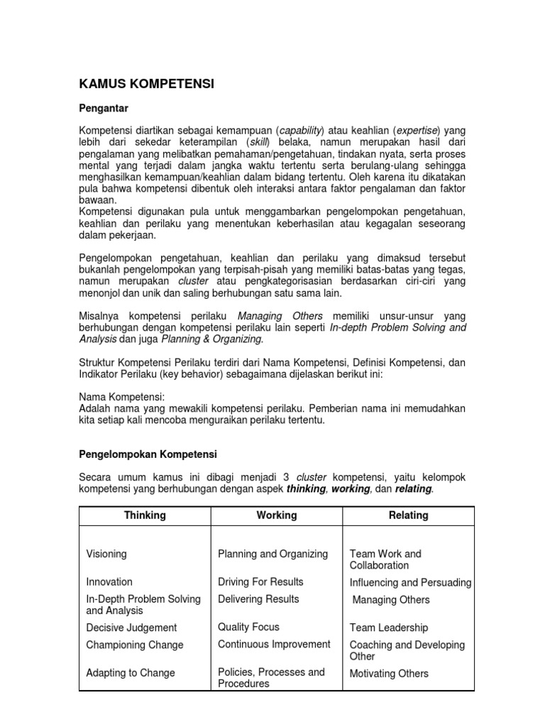 Kamus Kompetensi | PDF