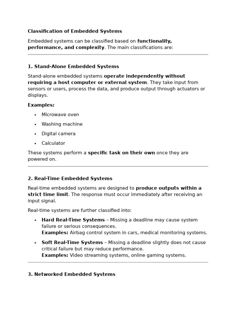 Classification of Embedded Systems | PDF