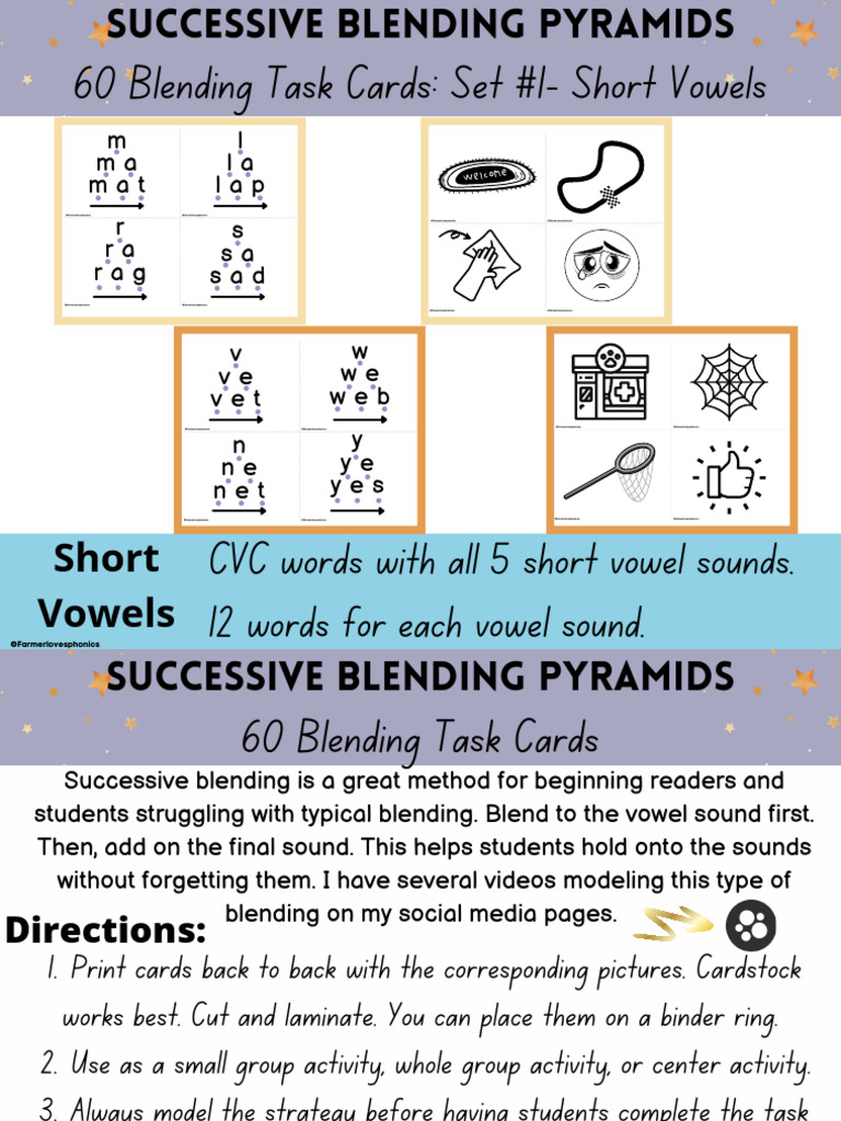 01 - Successive Blending Pyramids_ Set #1 Short Vowels CVC | PDF ...