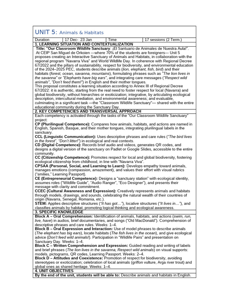 UNIT 5 | PDF | Ecology | Wildlife