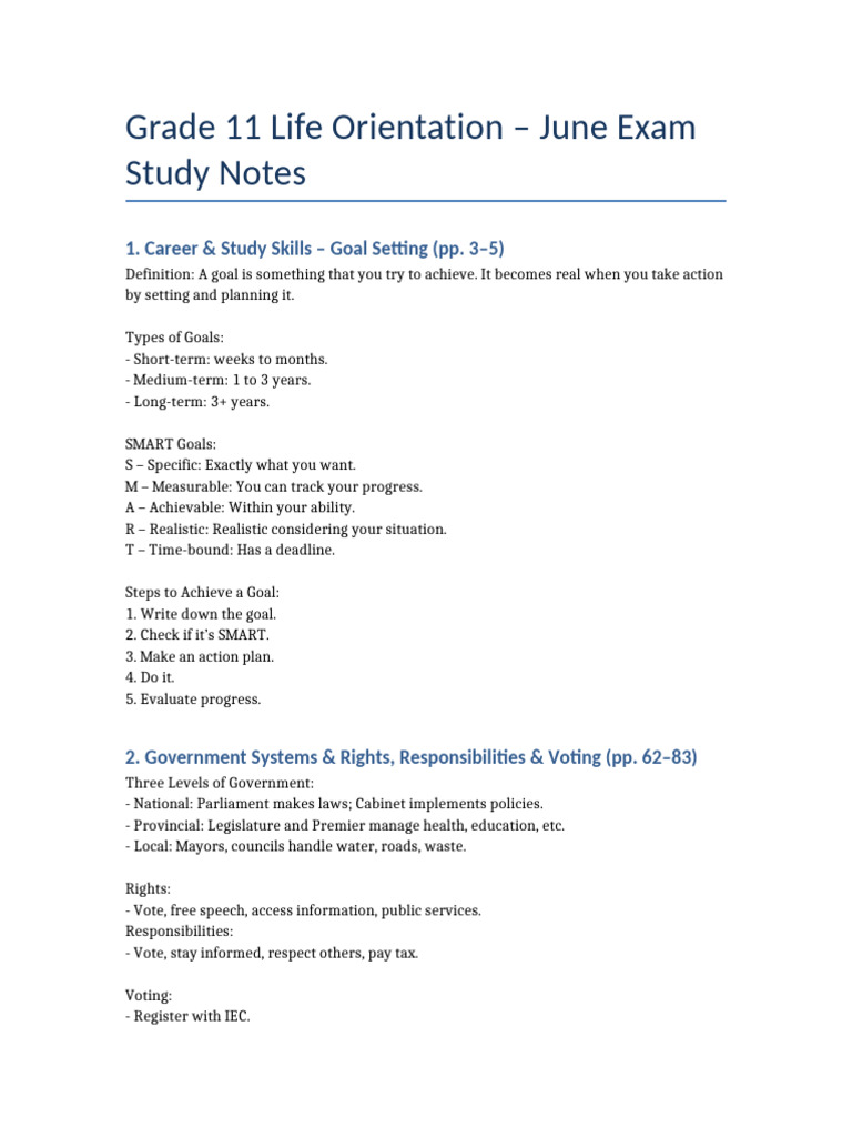 LO Grade11 June Study Notes | PDF | Pollution | Water Pollution