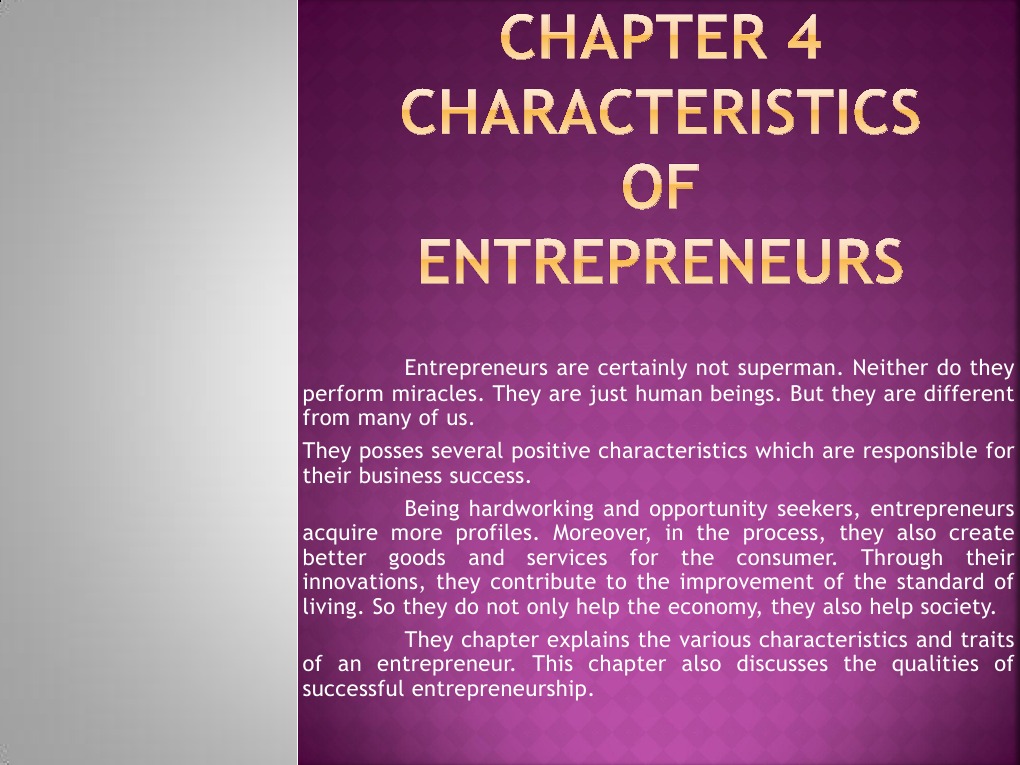 Characteristics of Entrepreneur | PDF