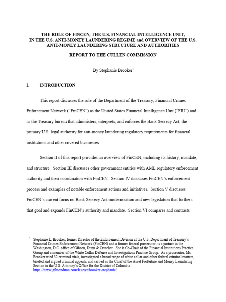 973 - The Role of FinCEN the US Financial Intelligence Unit in the US ...