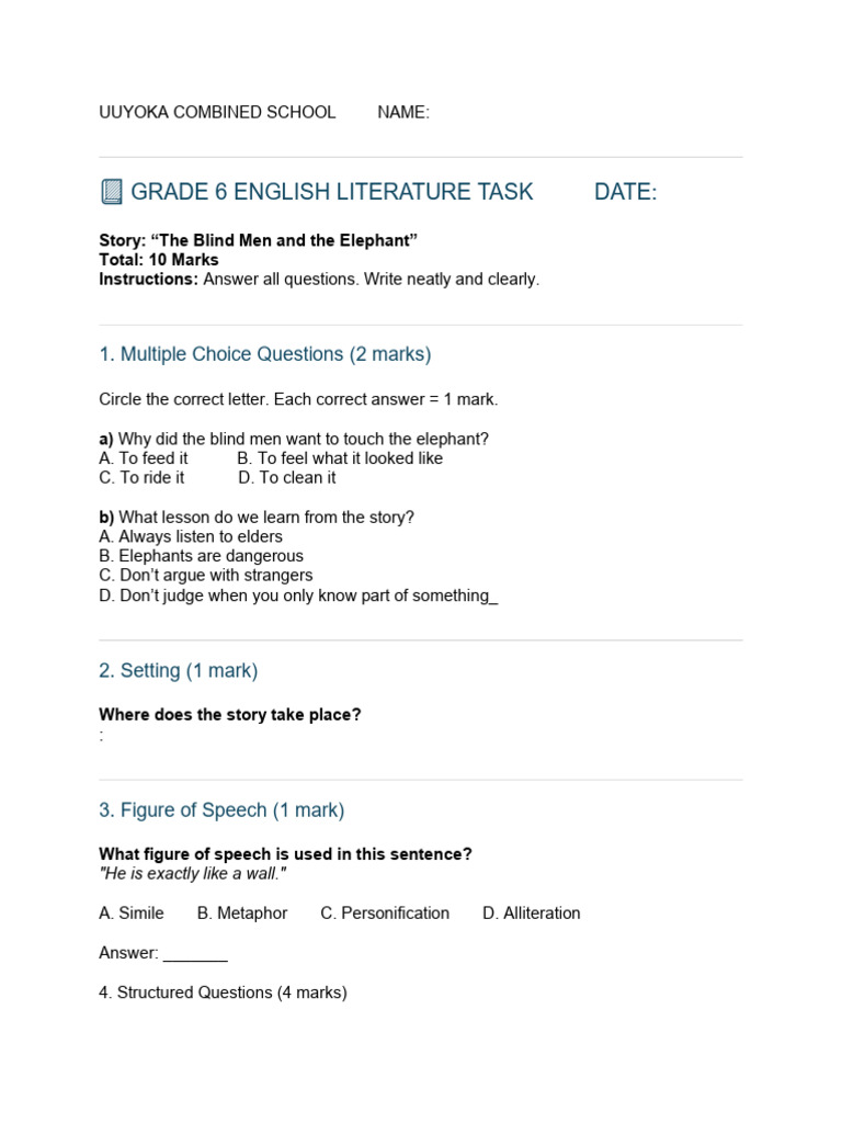 The Elephant Grade 6 | PDF