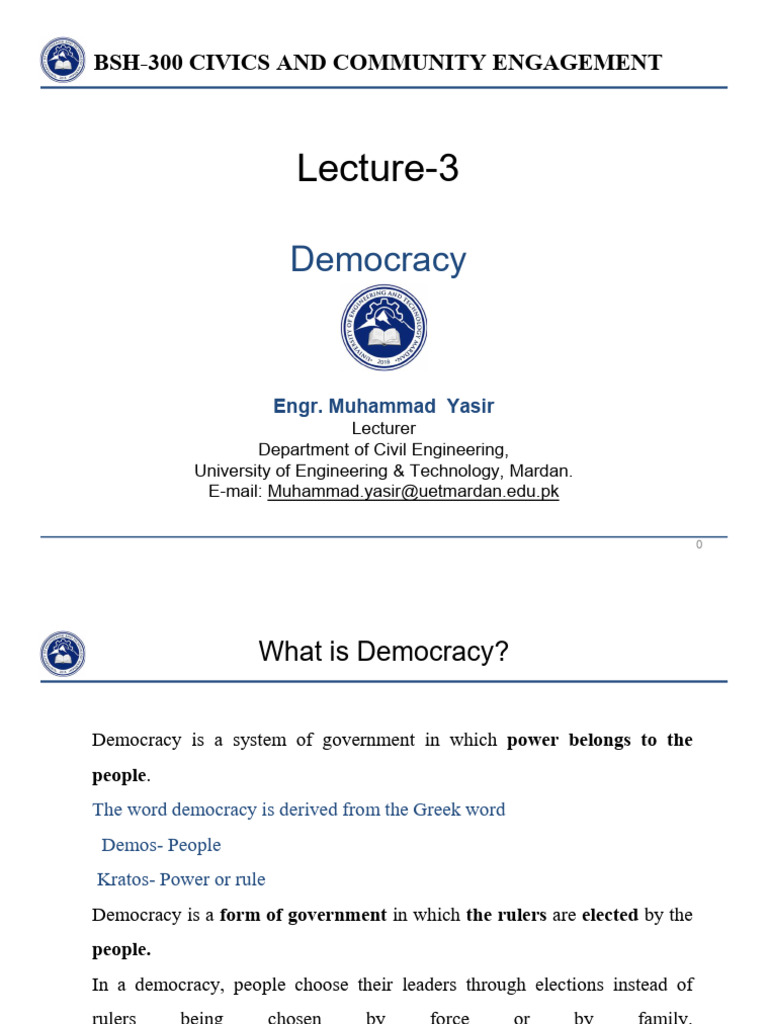 civics lecture 3 civics and community engagement | PDF | Democracy ...