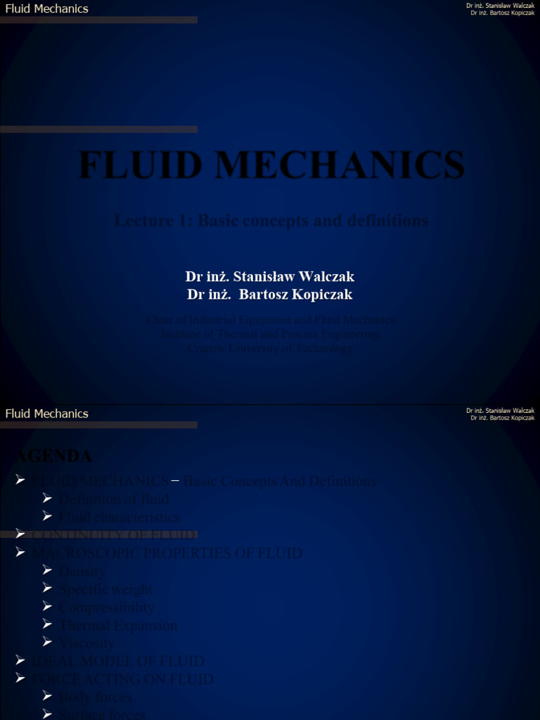 Fluid Mechanics L 01 | PDF | Viscosity | Fluid Mechanics