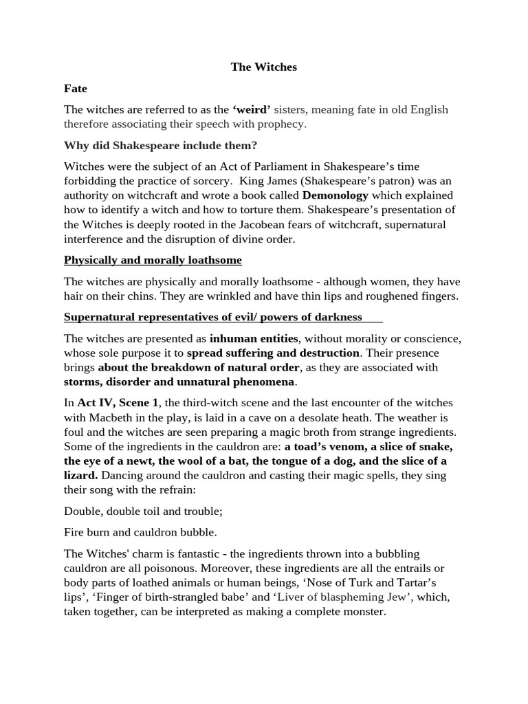 The Witches in Macbeth | PDF | Macbeth | Witchcraft