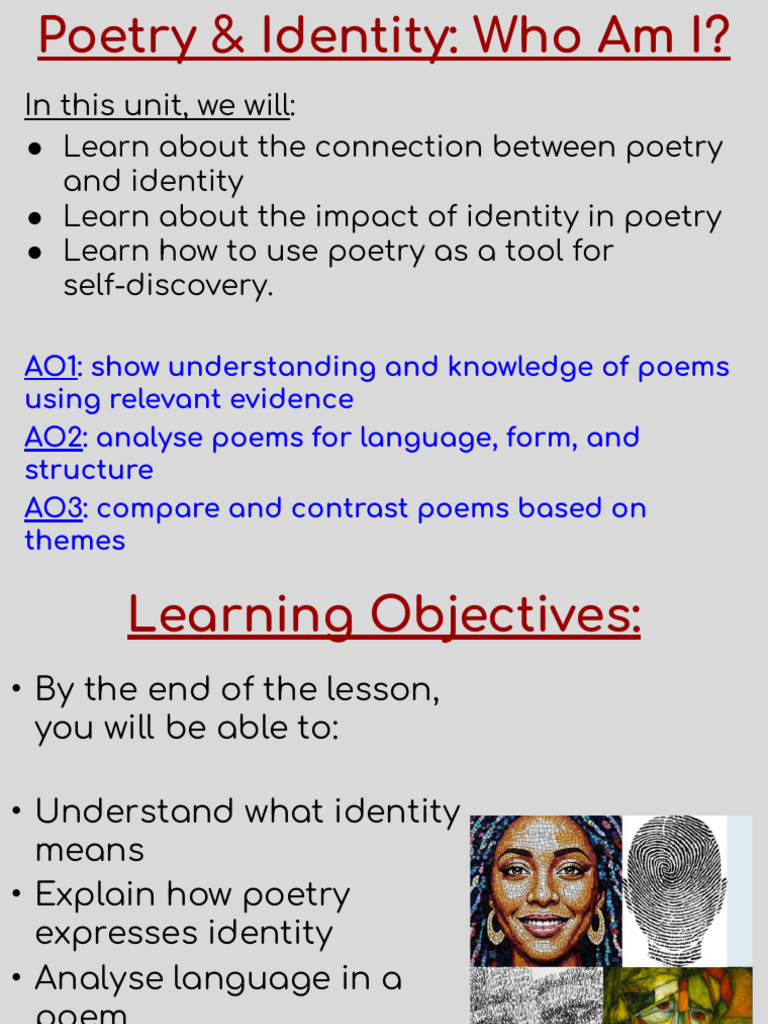 L1 - Introduction - Poetry & Identity - PPTX - Google Slides | PDF | Poetry