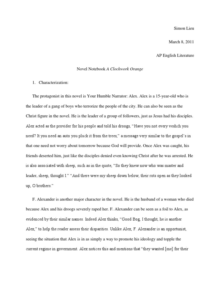 Clockwork Orange Novel Notebook | PDF | Religion And Belief