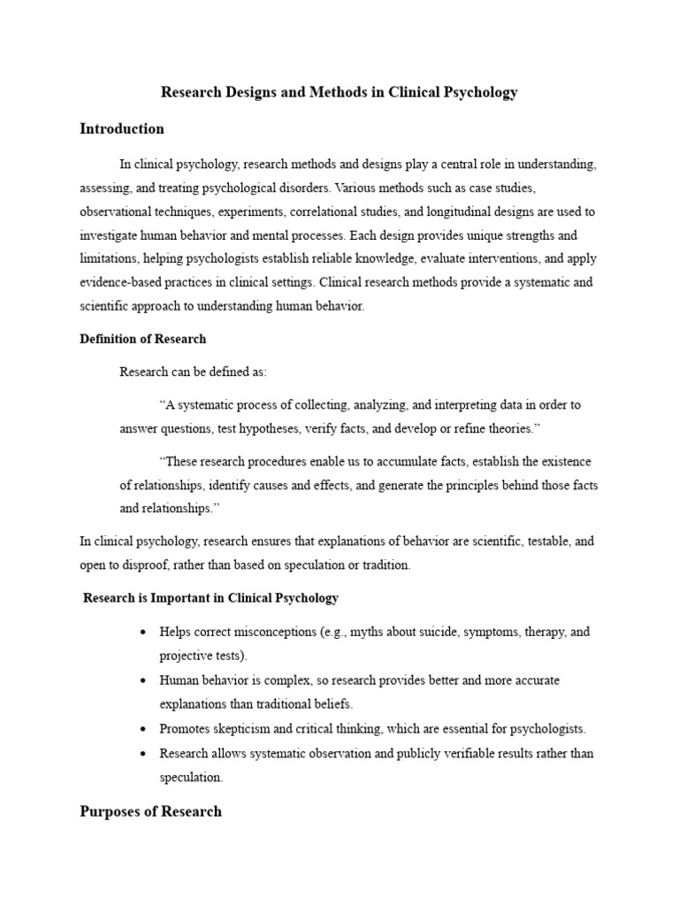 Research Designs in Clinical Psy | PDF | Psychology | Psychotherapy