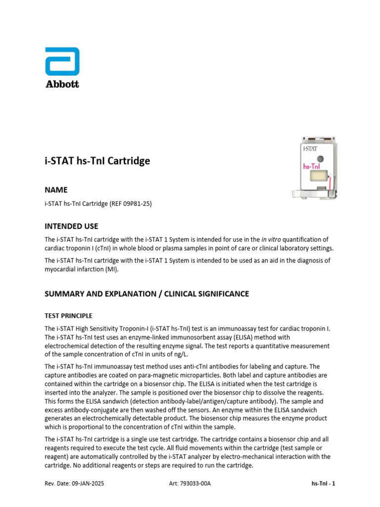 Istat HS Trop Cartridge | PDF | Elisa | Myocardial Infarction