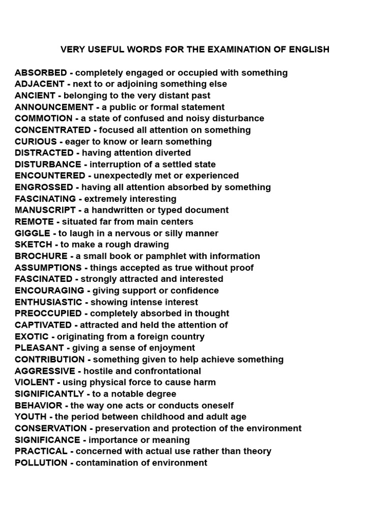 Very Useful Words For The Examination of English | PDF | Adjective | Verb