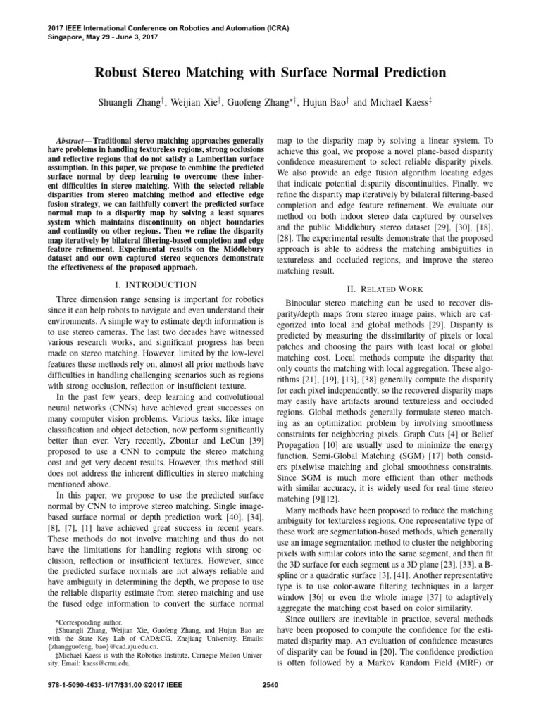 Robust Stereo Matching With Surface Normal Prediction | PDF | Image ...