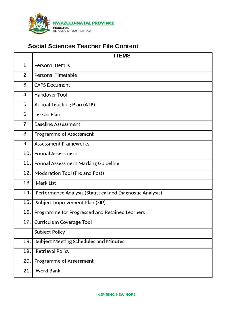 Teacher File Content | PDF