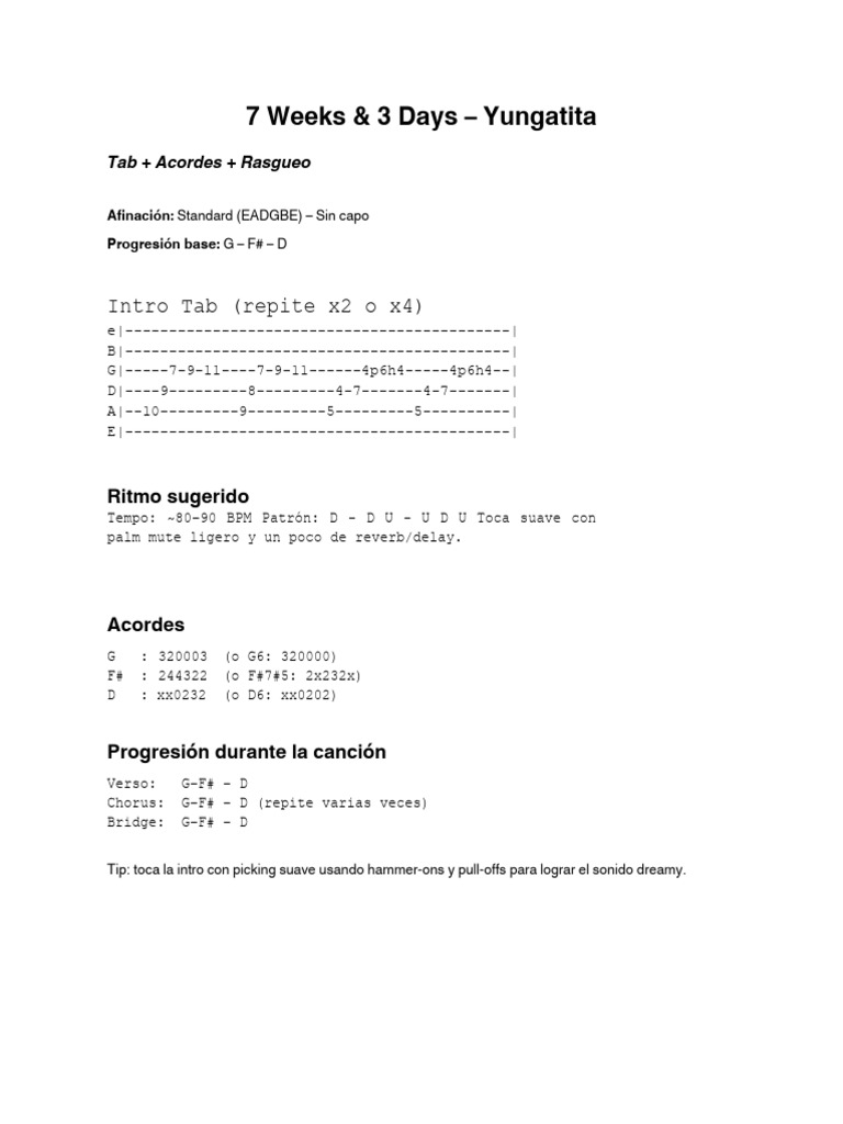 7 Weeks 3 Days Yungatita Guitar Tab - PDF 20260309 123143 0000 | PDF ...