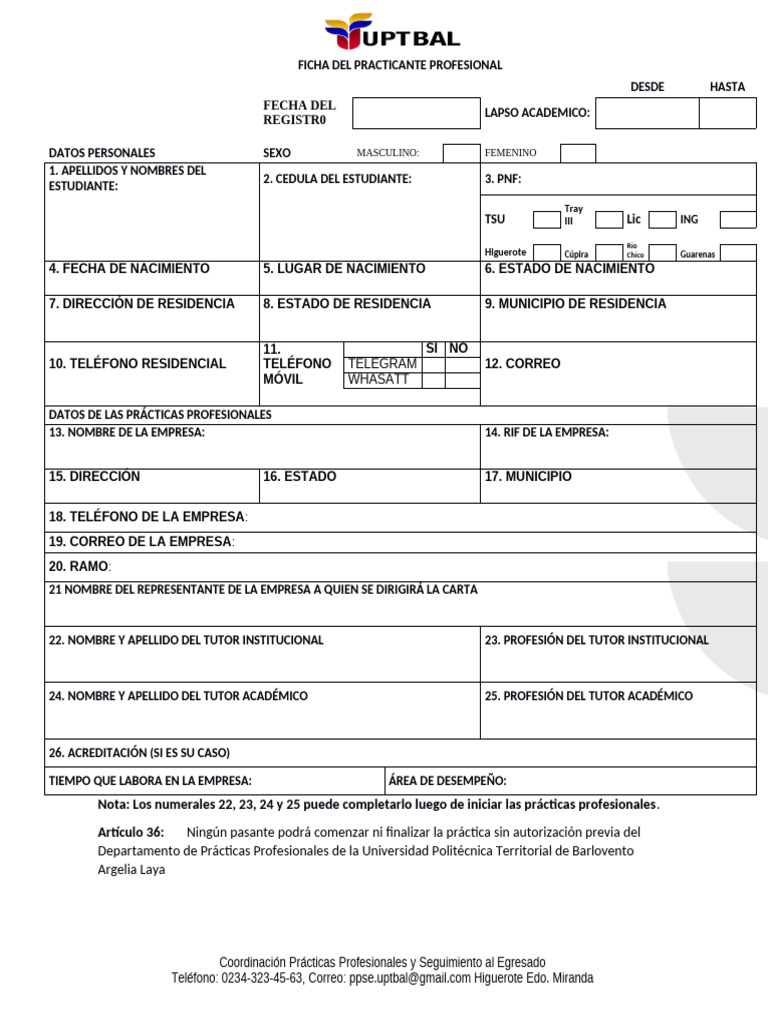Ficha F Practicante Profesional | PDF