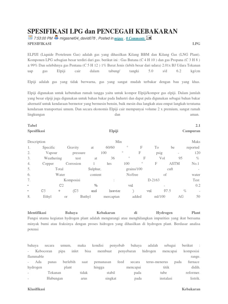 Spesifikasi LPG Dan Pencegah Kebakaran | PDF | Teknologi & Rekayasa