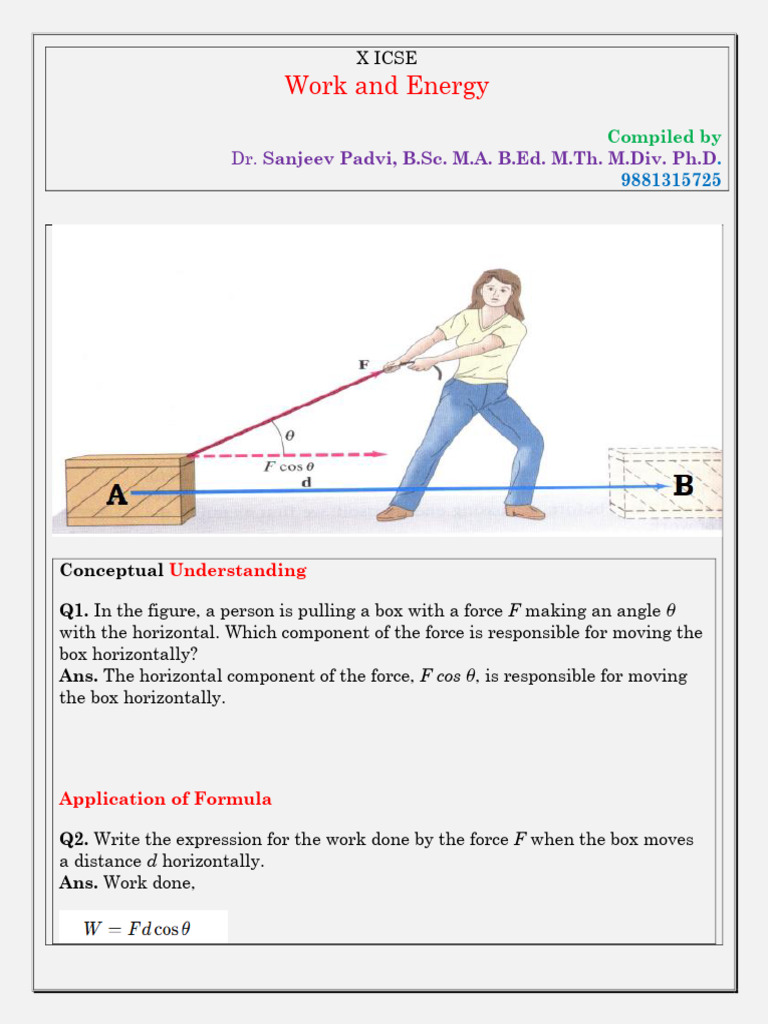 Work and Energy Competancy Based Questions by DR Sanjeev P | PDF ...