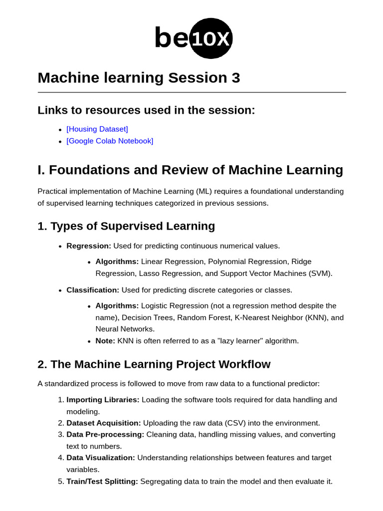 Machine_learning_Session_3 | PDF | Machine Learning | Regression Analysis