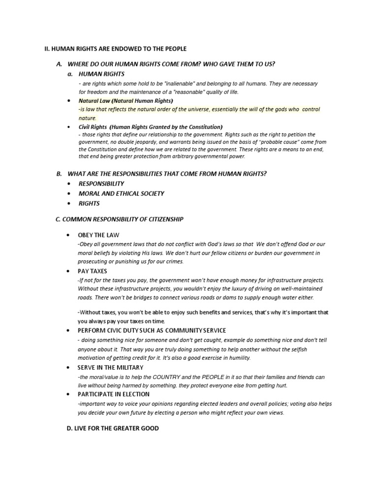 A. Where Do Our Human Rights Come From? Who Gave Them To Us? A. Human ...