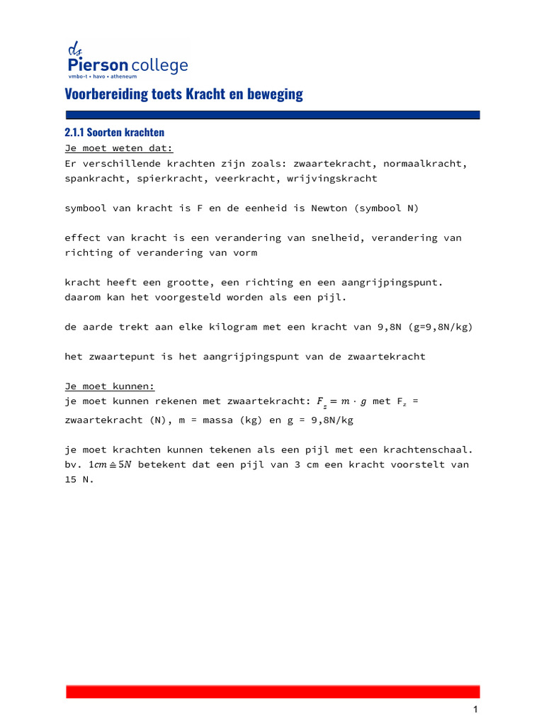 Kopie Van Voorbereiding Toets Krachten | PDF