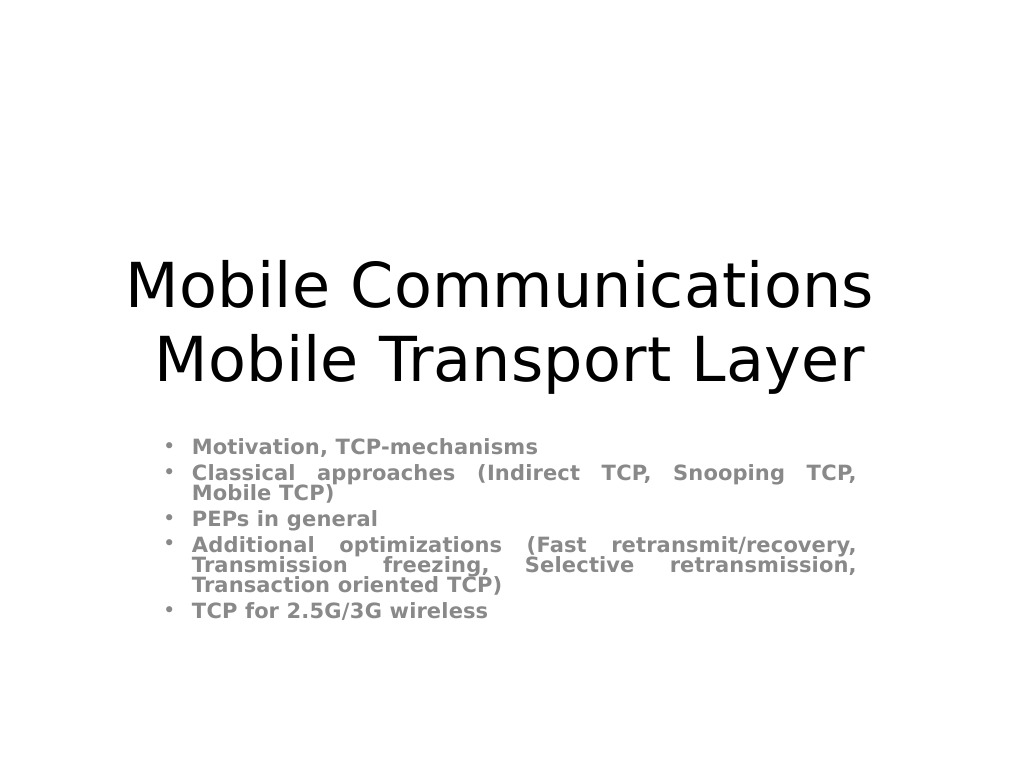 Mobile Transport Layer | PDF | Transmission Control Protocol | Network ...