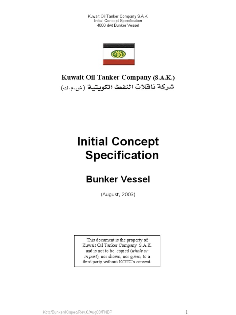 KOTC Bunker Ship Concept-Initial Spec | PDF | Oil Tanker | Fuel Oil