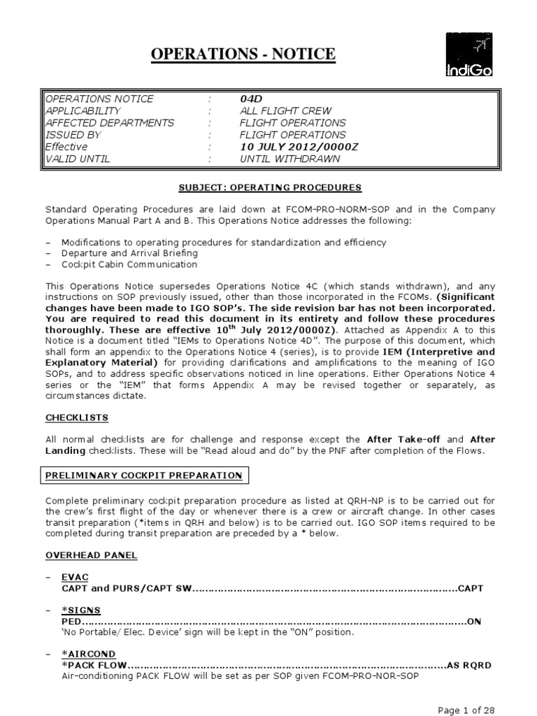 04D Operations Notice for Flight Crew | PDF | Air Traffic Control ...