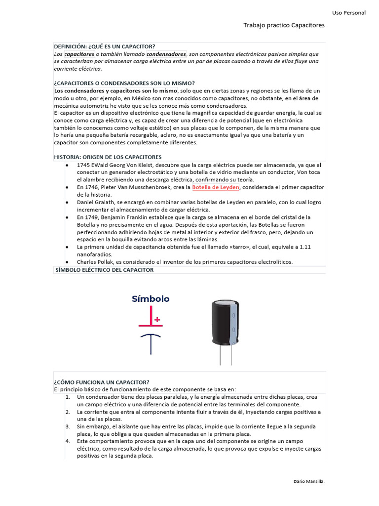 Capacitores | PDF | Condensador | Capacidad