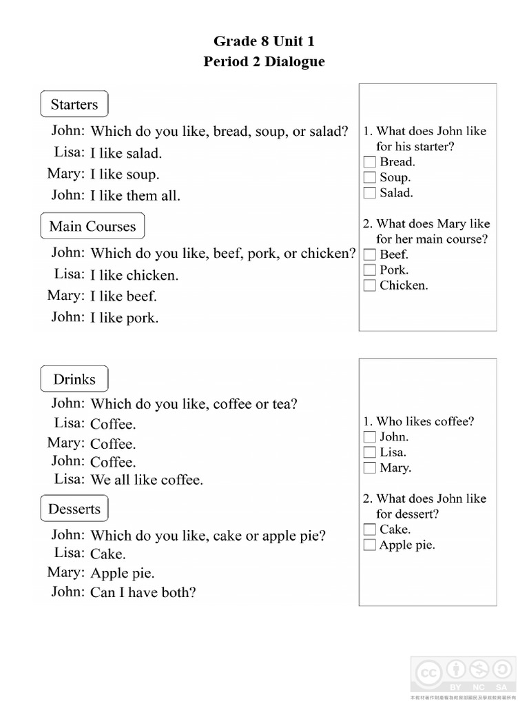 Grade 8 Unit 1 學習單 | PDF