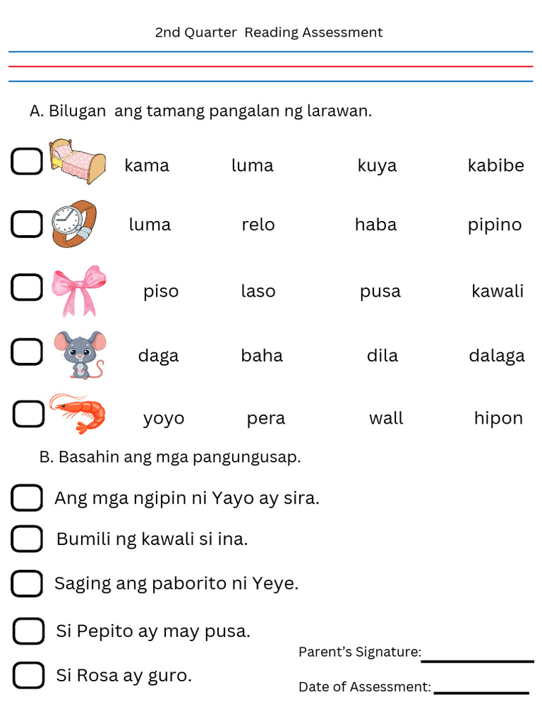 2nd Quarter Reading Assessment | PDF