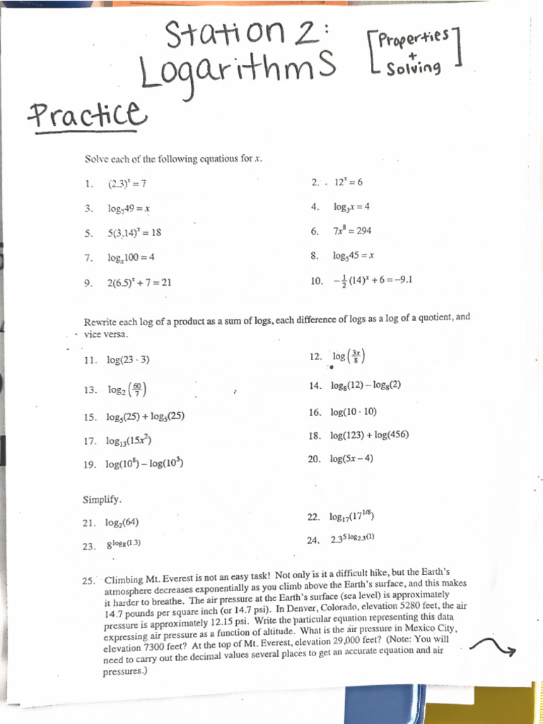 Logarithms Properties and Solving | PDF