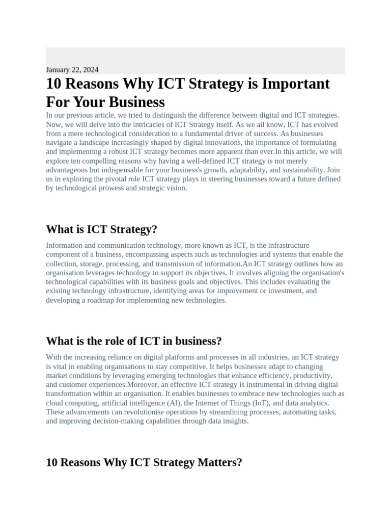 Importance of Ict Strategy - Teklay | PDF | Computer Security | Security