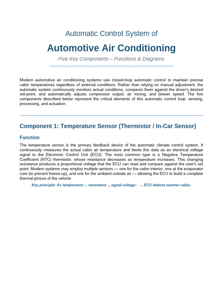 Automotive AC Automatic Control Components | PDF | Electrical ...