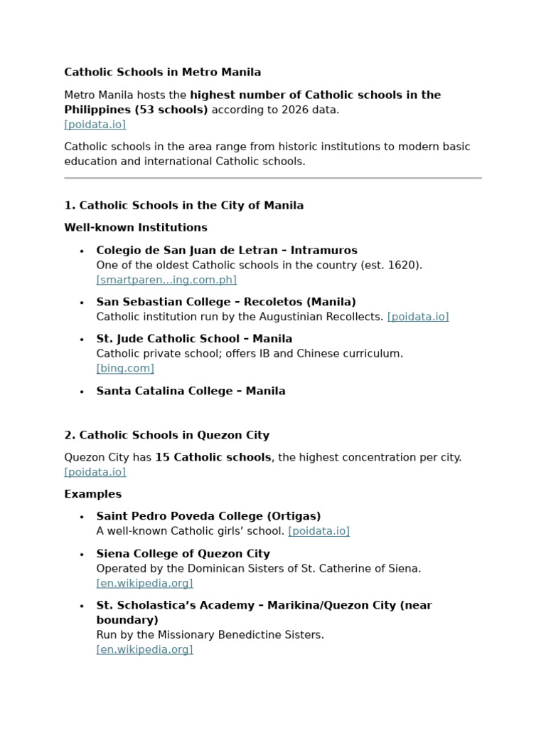 Catholic Schools in Metro Manila | PDF | Manila | Metro Manila