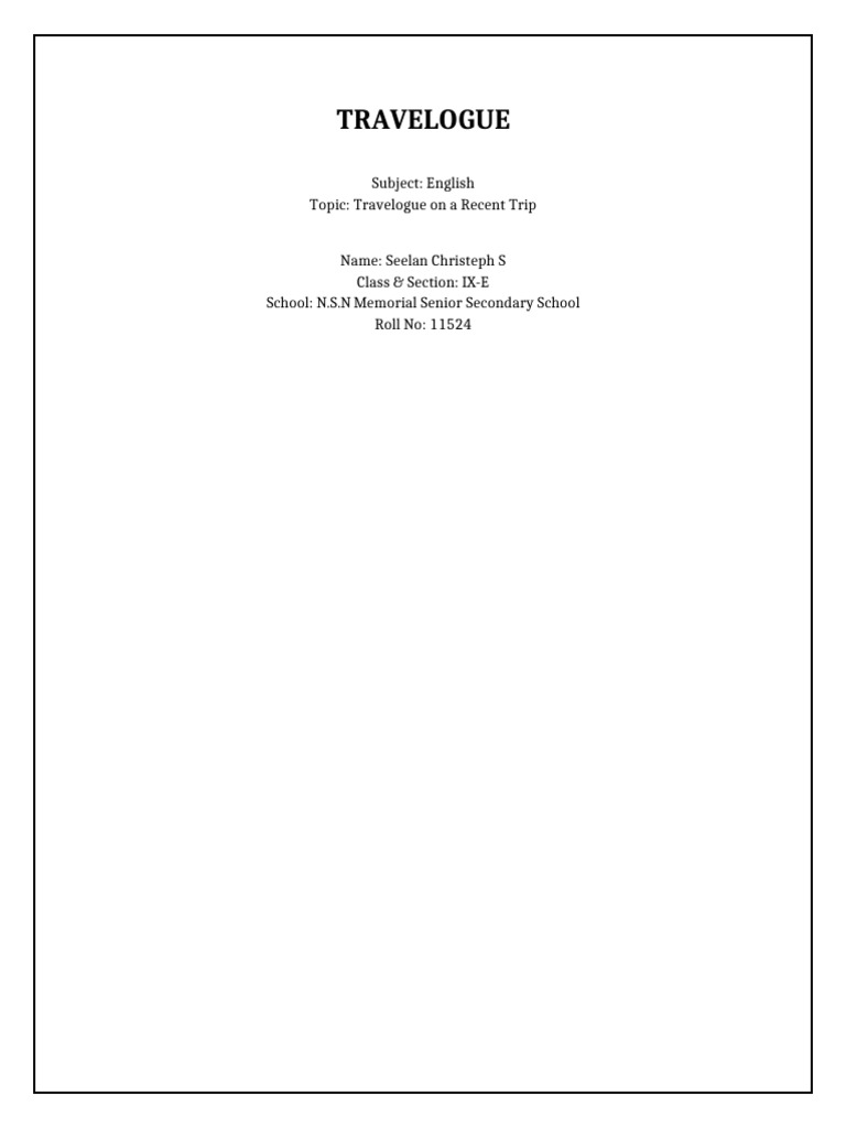 Travelogue Final Polished | PDF