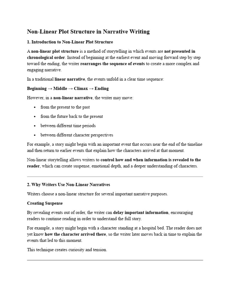 Non-Linear Plot Structure | PDF | Narrative | Plot (Narrative)