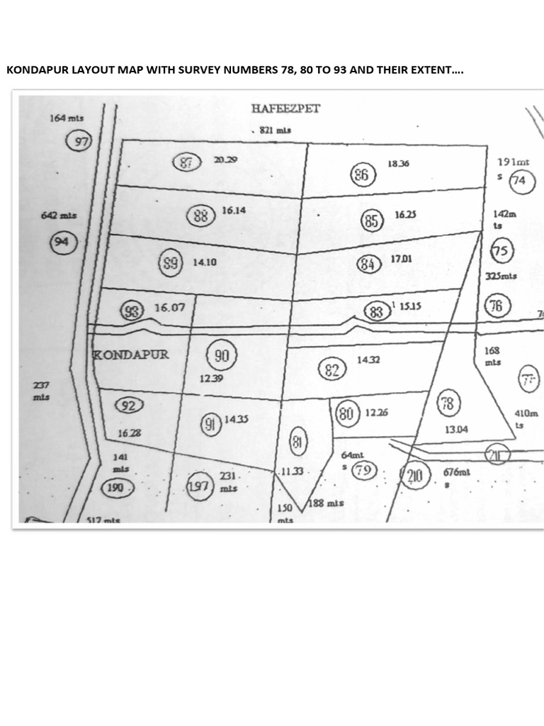 Kondapur Layout Map With Survey Numbers and Dharani View | PDF