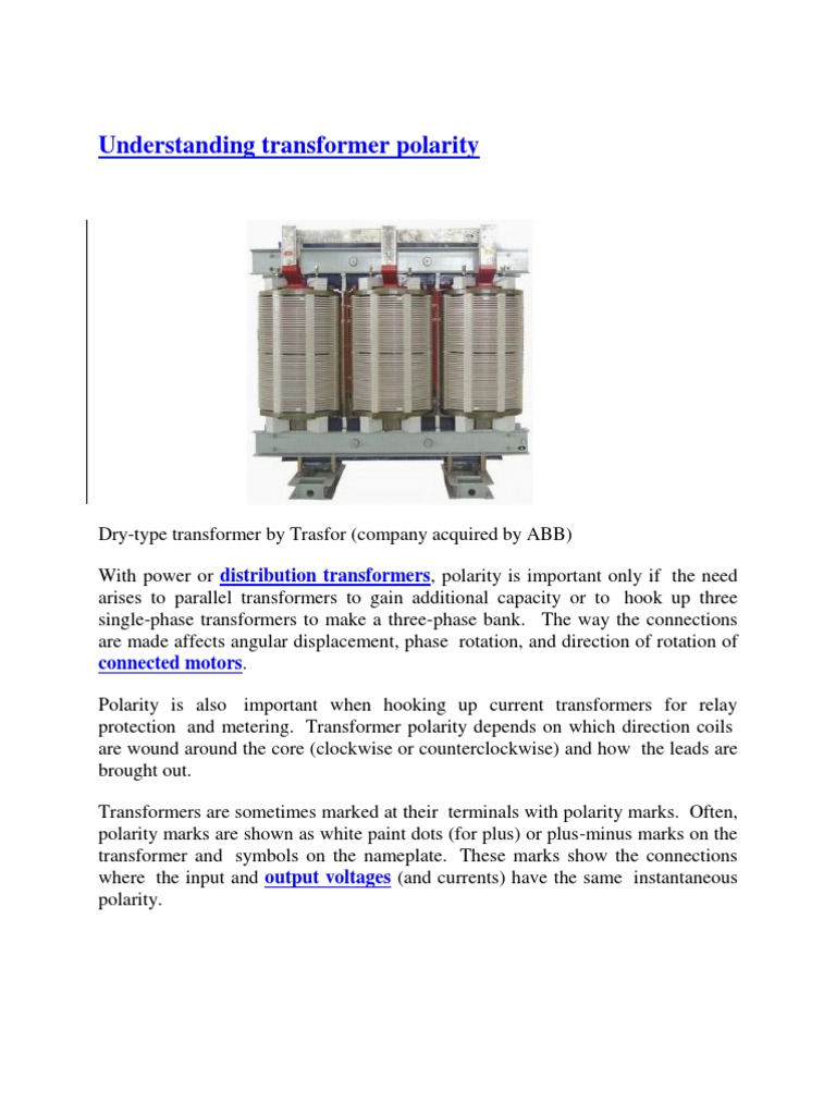 Understanding Transformer Polarity | PDF | Transformer | Voltage