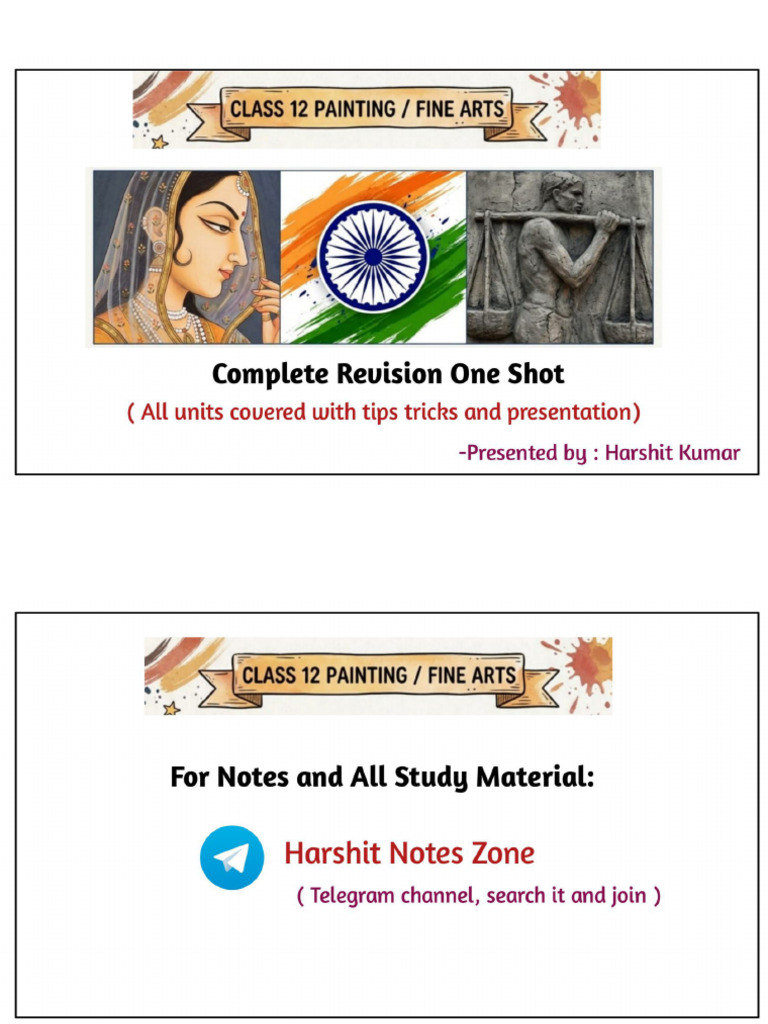 Painting Fine Arts One Shot Revision Class 12-1-1 1 1 Compress | PDF