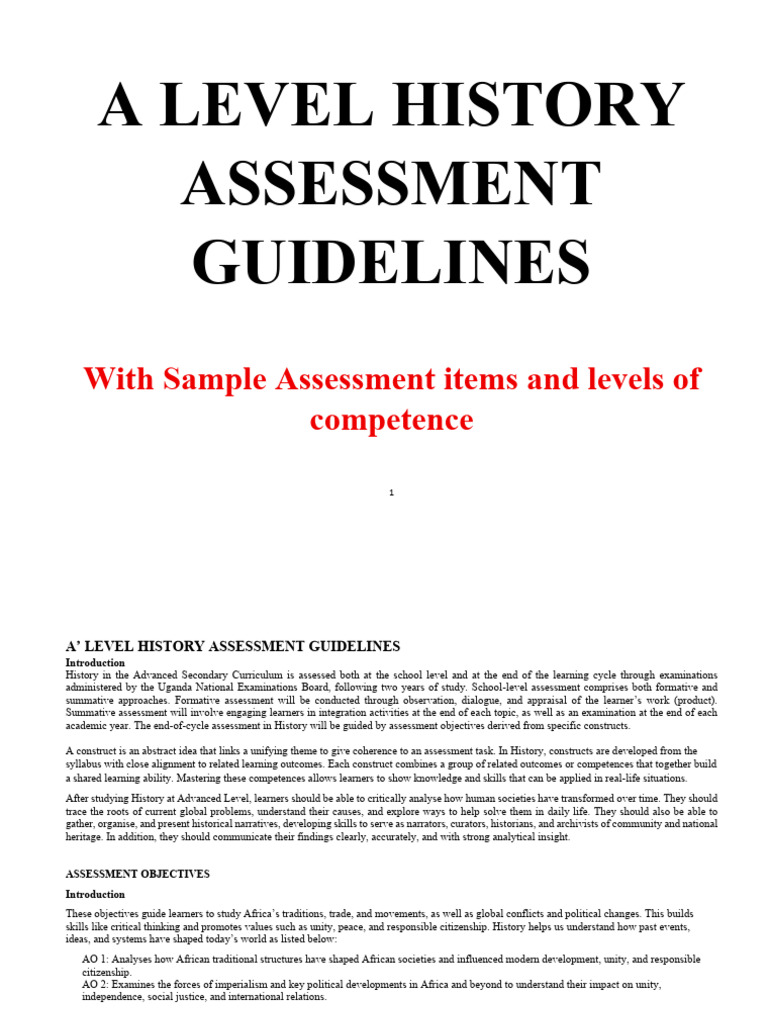 A Level Histroy Assessment Guidelines | PDF | Educational Assessment ...