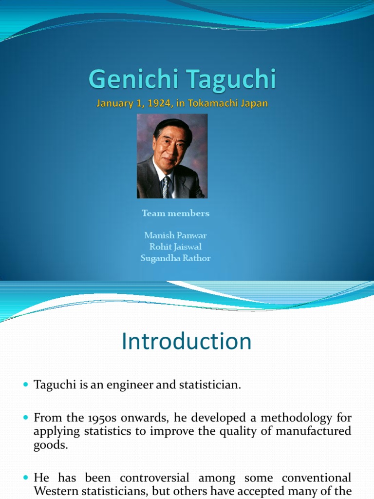 Genichi Taguchi's Quality Methods | PDF | Science | Teaching Mathematics