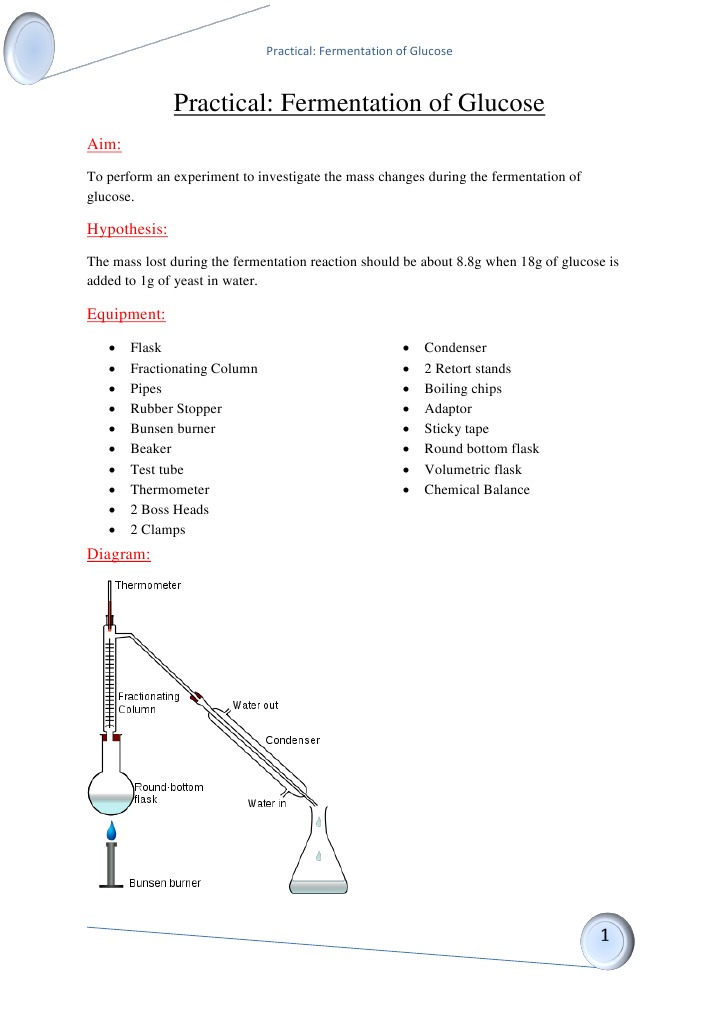 Practical-Fermentation of Glucose | Ethanol | Experiment | Free 30-day ...