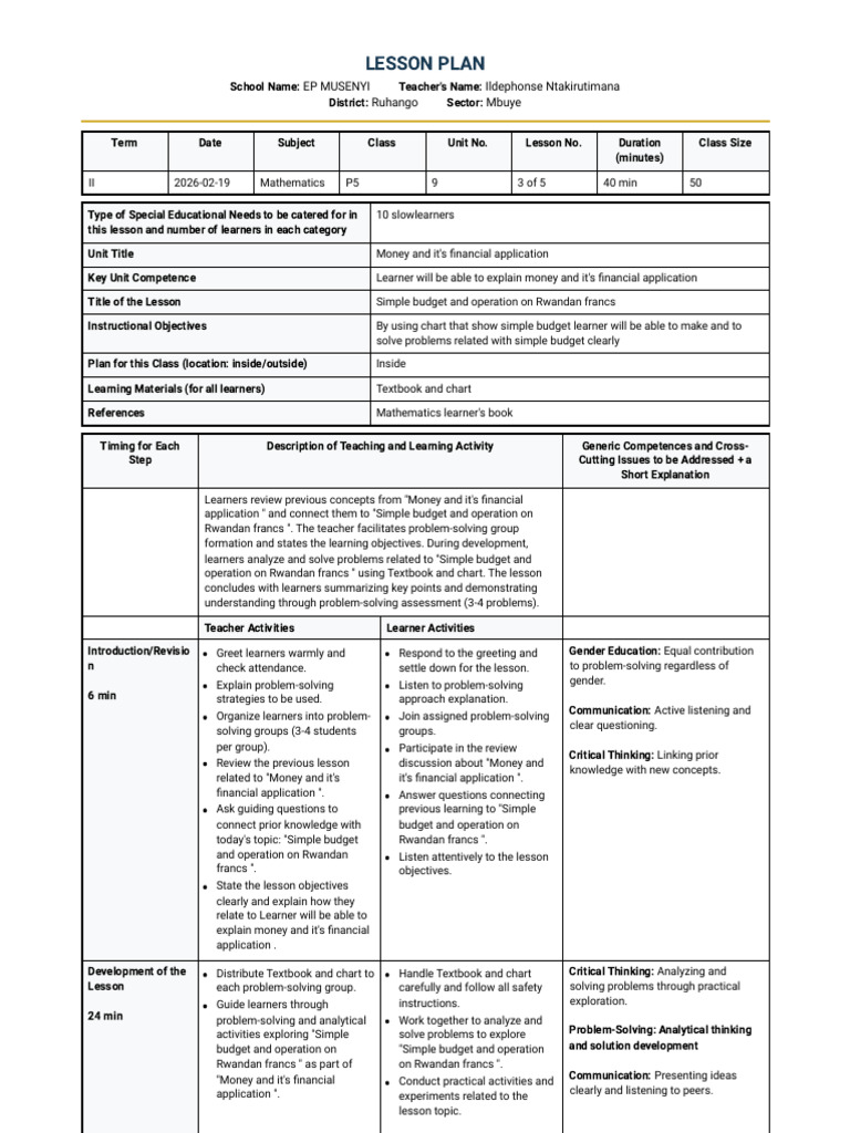 Lesson Plan - Print Version | PDF | Learning | Critical Thinking