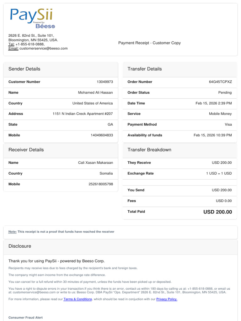 64G45TCPXZ Receipt | PDF | Receipt | Payments
